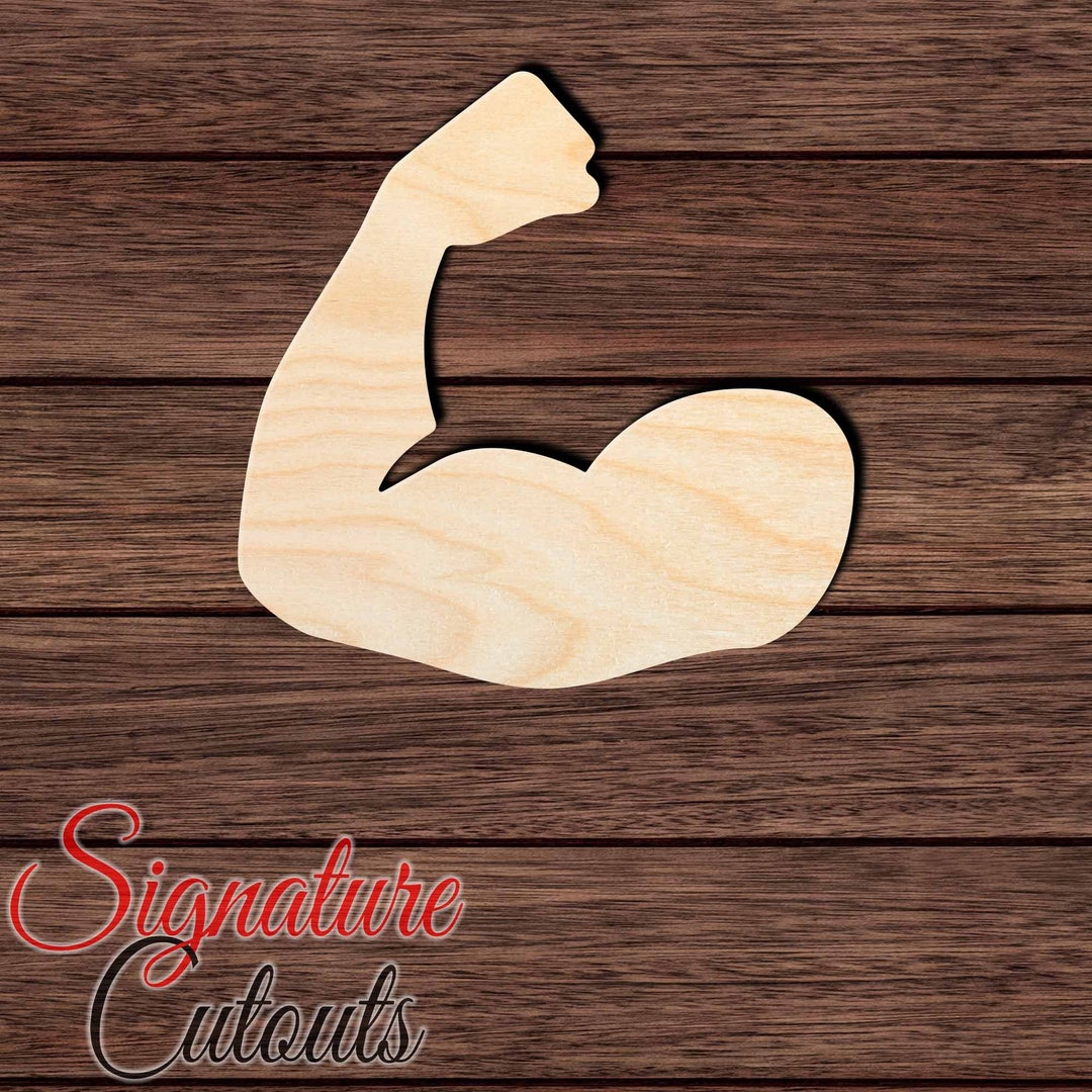 Muscle Arm 001 Symbol Wooden Shape Cutout for Crafting, Home & Room ...