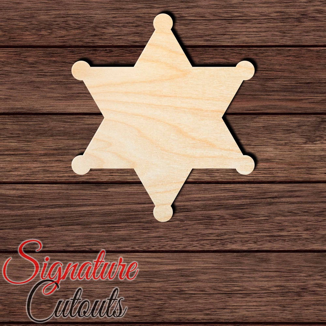 Sheriff Star 001 Wooden Cutout for Crafting, Home & Room Décor, and ...