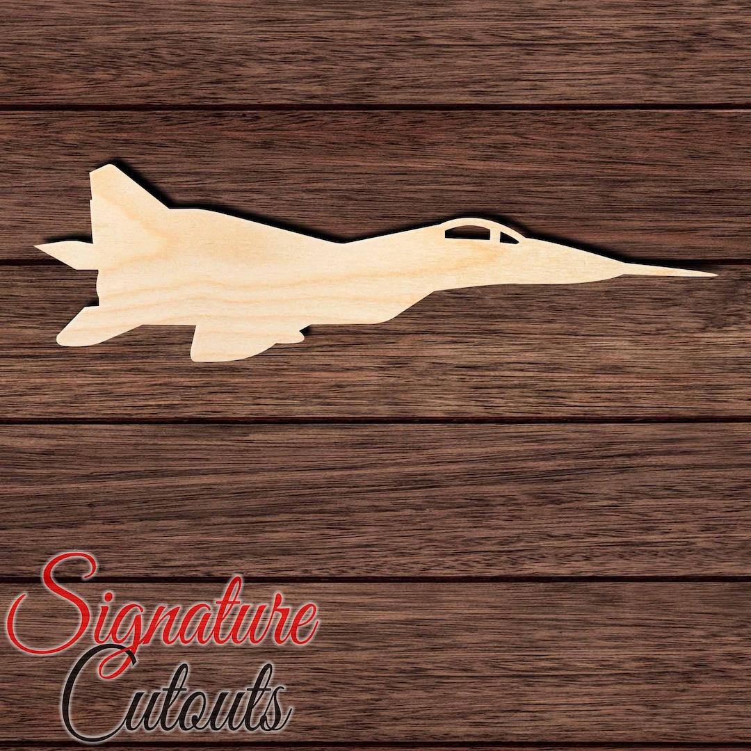 Military Jet 002 Unfinished Wooden Cutout for Crafting, Home & Room ...