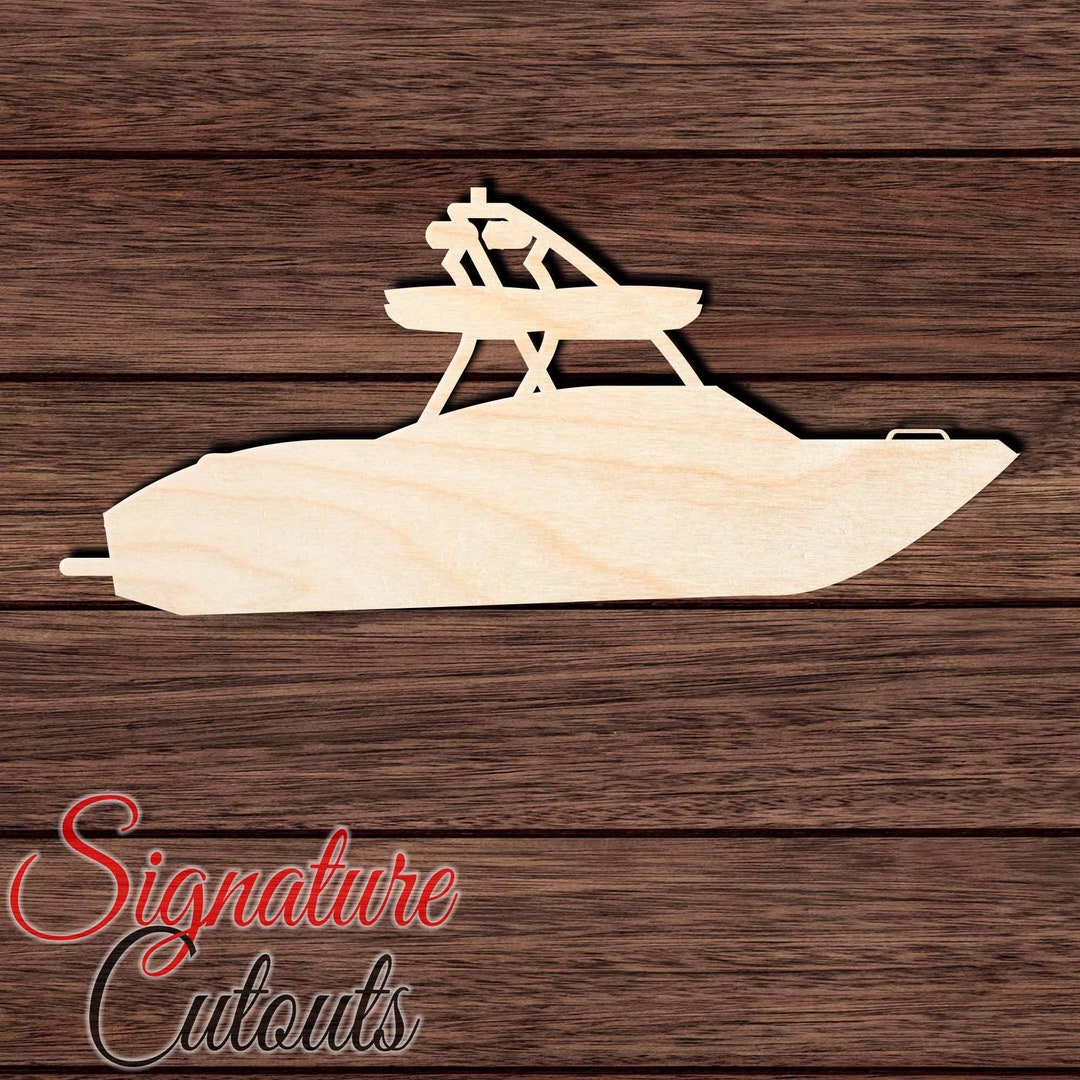 Ski Boat 001 Unfinished Wooden Shape Cutout for Crafting, Home & Room ...