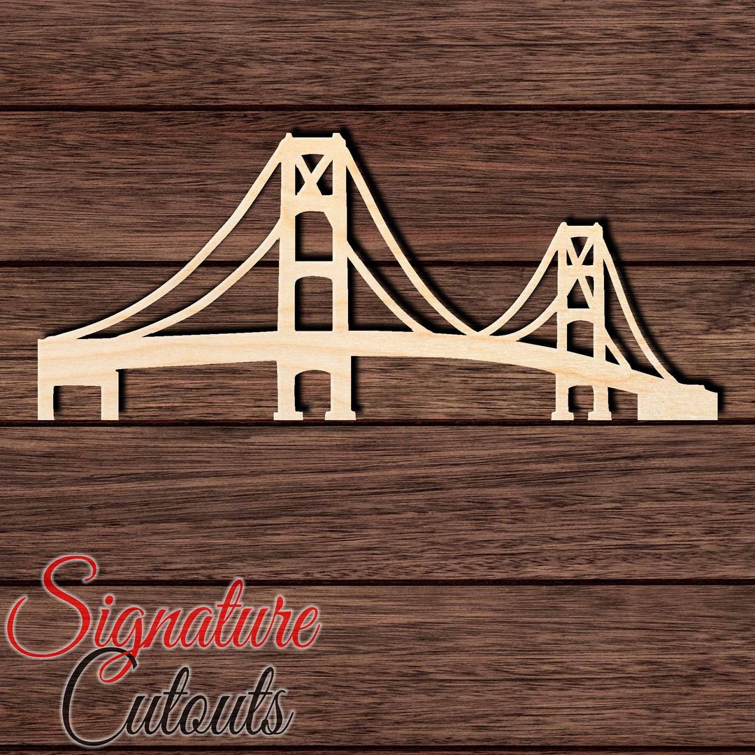 Mackinac Bridge 001 Shape Cutout in Wood for Crafting, Home & Room ...