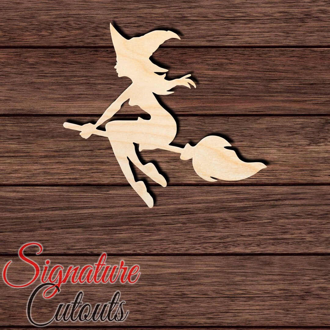 Flying Witch 002 Wooden Shape Cutout for Crafting, Home & Room Décor ...