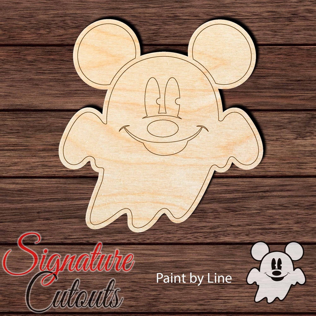 Ghost Mouse 001 - Paint by Line Unfinished Wooden Cutout for Crafting ...