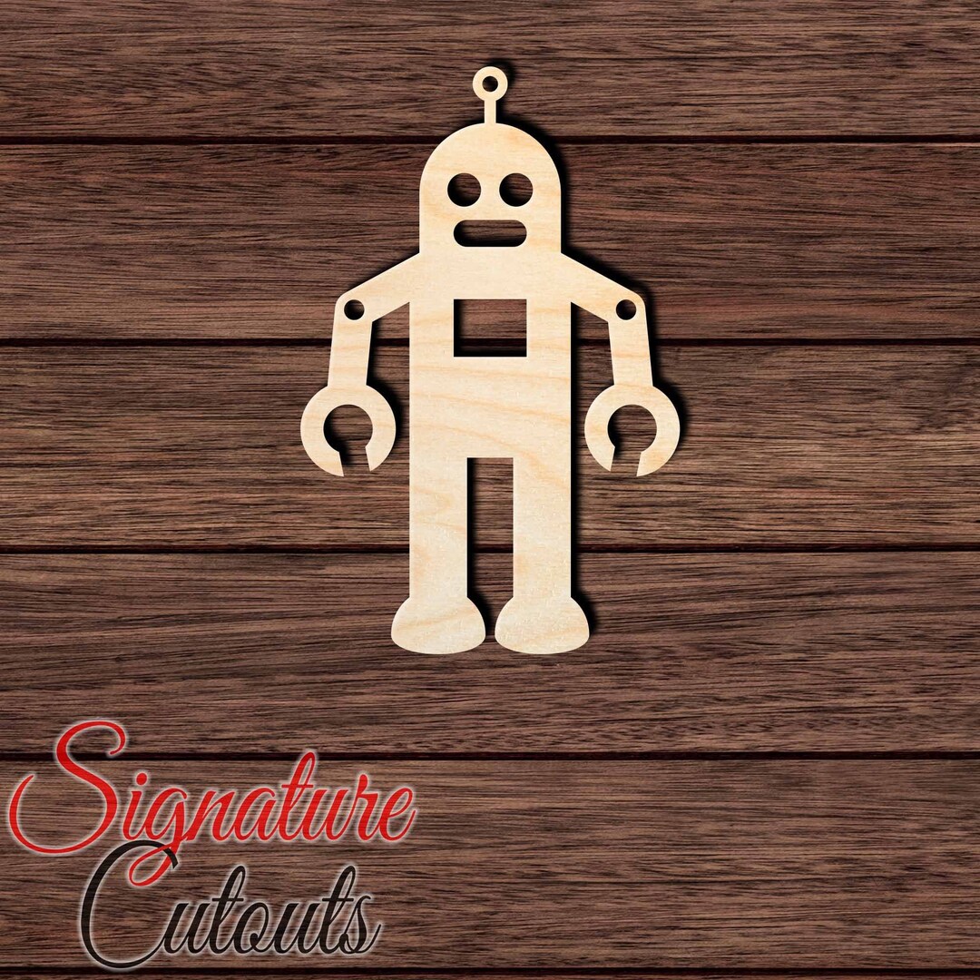 Robot 001 Wooden Shape Cutout for Crafting, Home & Room Décor, and ...