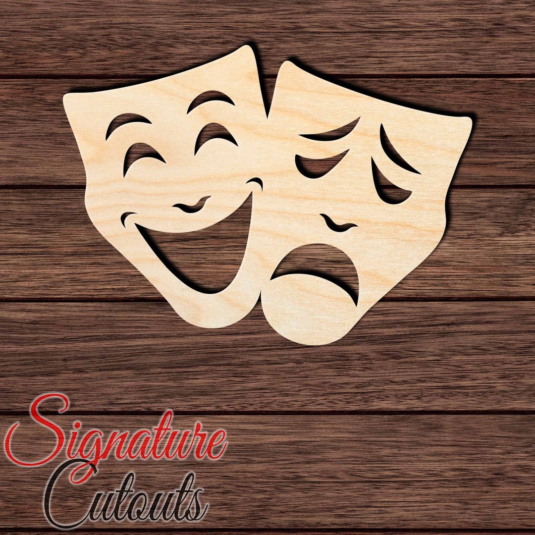 Drama Masks 002 (1-pc) Unfinished Wooden Cutout for Crafting, Home ...