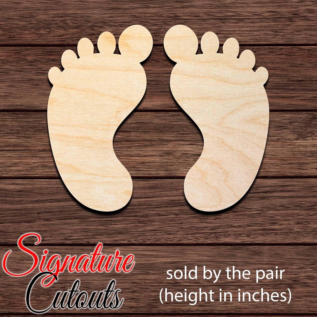 Baby Feet 002 (pair) Wooden Shape Cutout for Crafting, Home & Room ...