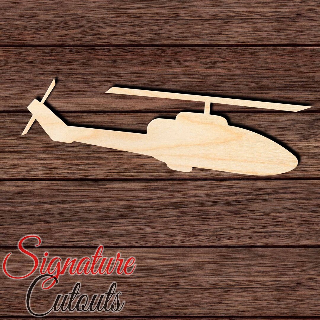 Helicopter 004 Shape Cutout in Wood for Crafting, Home & Room Décor ...