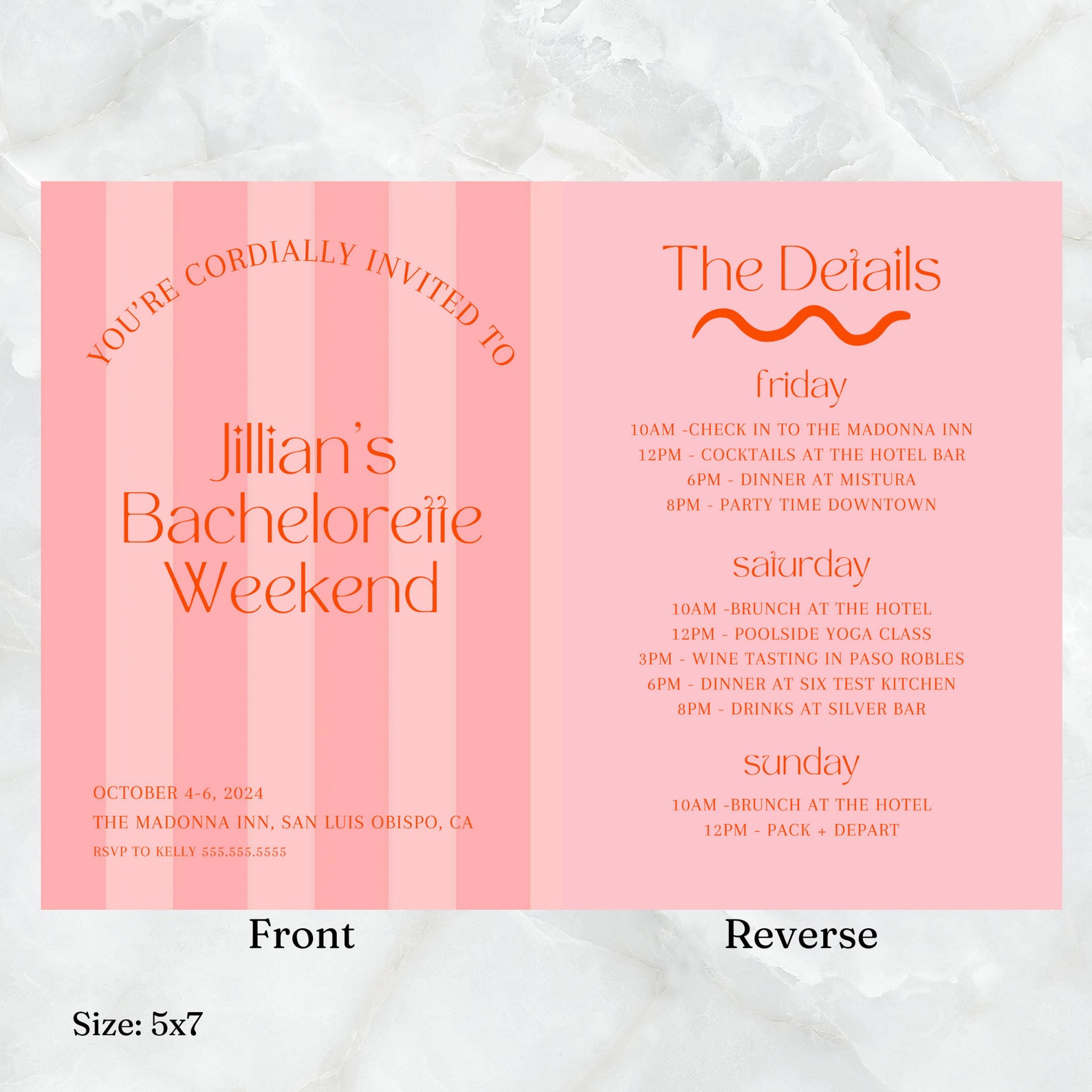 BACHELORETTE PARTY INVITATION Template | Weekend Itinerary | Pink ...