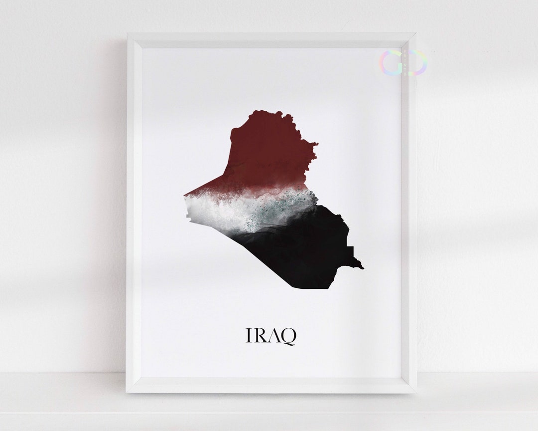 Iraq Map Wall Art | Countries Wall Art | Iraq Digital Art Print | Iraqi ...