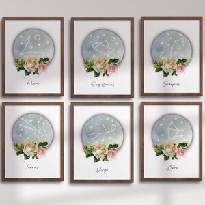 All Zodiac Constellations | Watercolor Print | Zodiac Floral | Zodiac ...