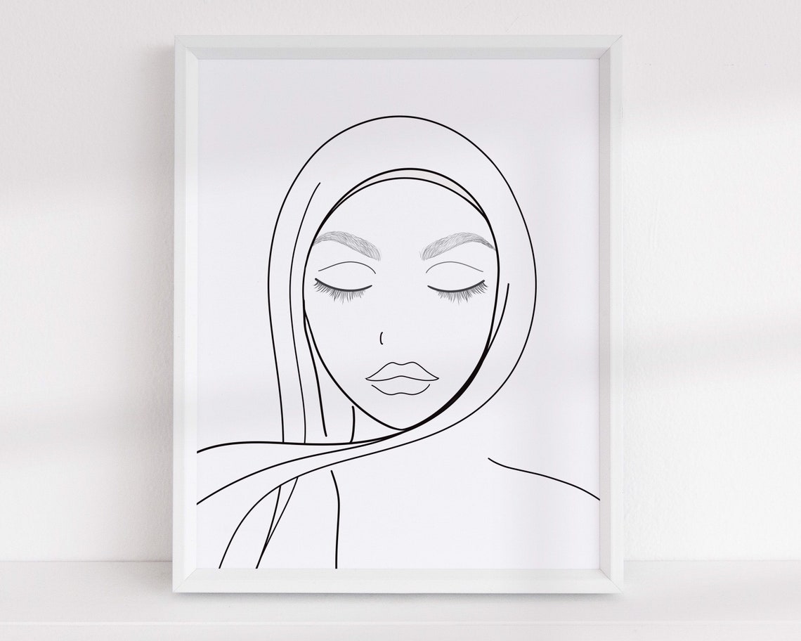 Hijabi Line Art Print Hijab Art Hijabi Girl Art Print | Etsy