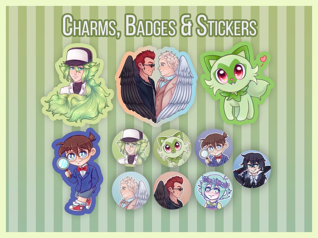 Pokémon Good Omens Detective Conan Vanitas No Carte Omori Charms Badges ...