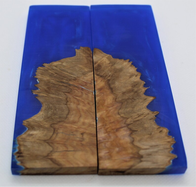 Red Melee Burl and Blue Resin Hybrid Knife Scales - Etsy
