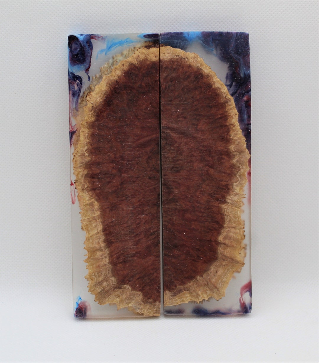 Red, White, and Blue Resin and Red Melee Burl Hybrid Knife Scales 5.75 ...