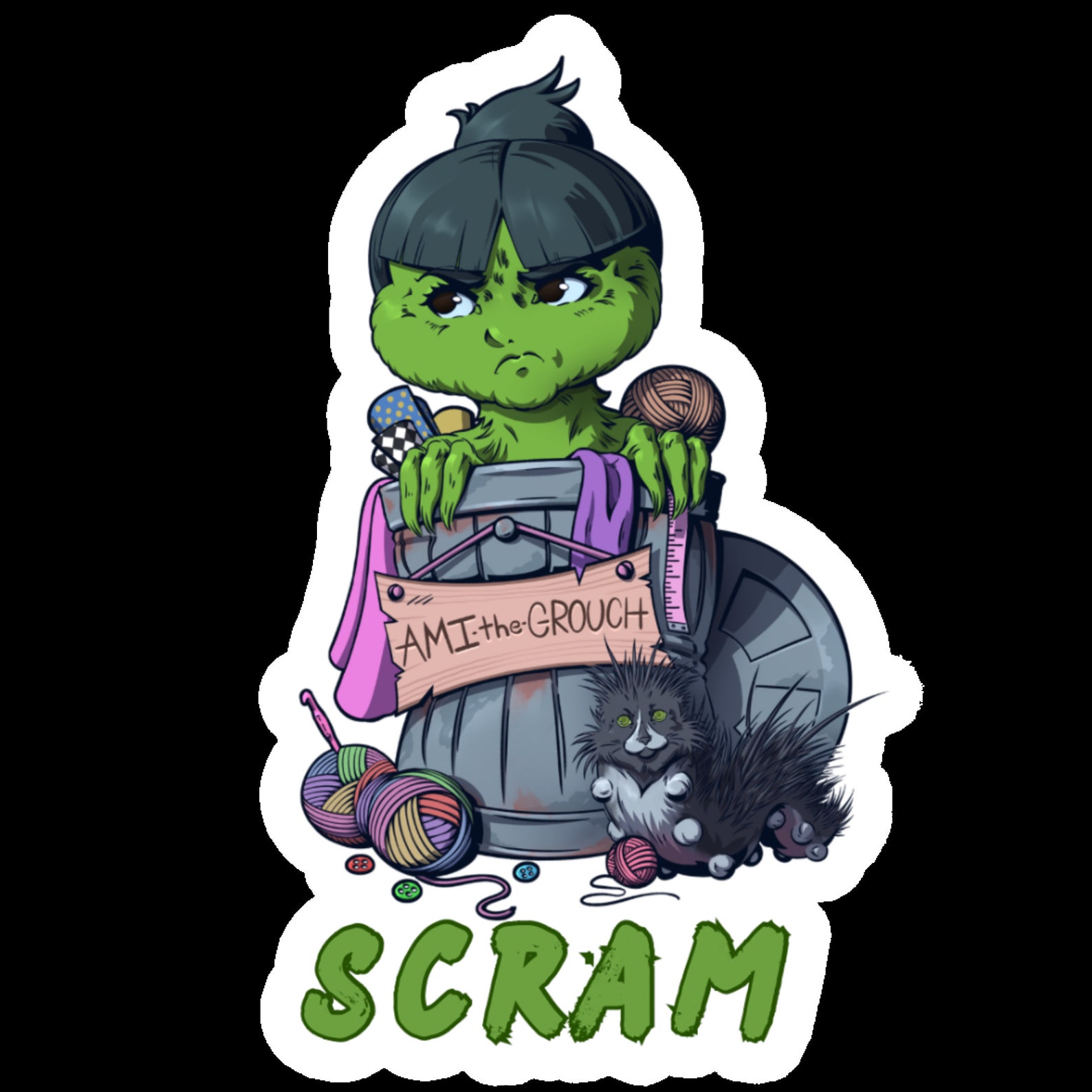 Ami the Grouch Nope & Scram Stickers | Ami the Grouch Sticker Decals - Etsy