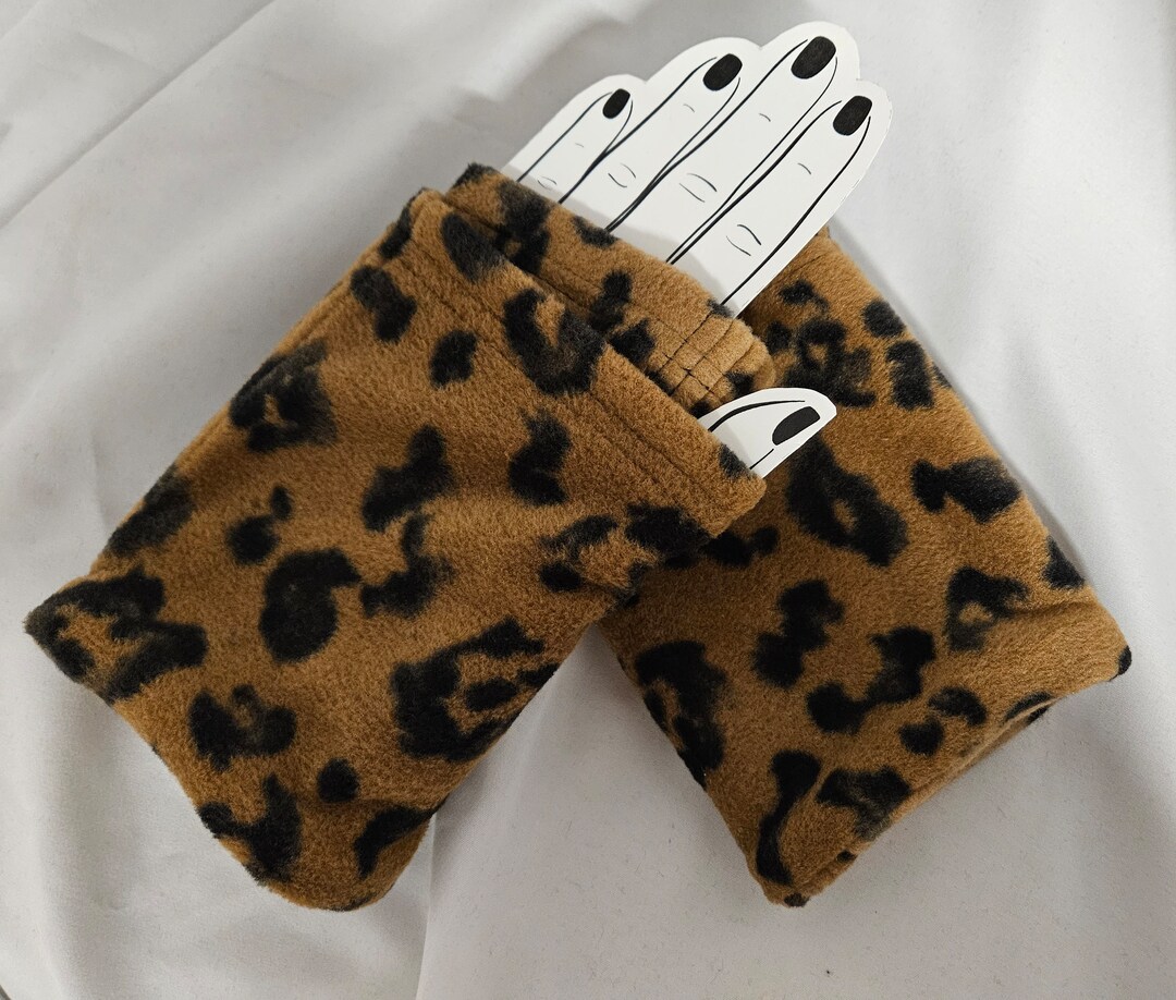 Cheetah Print Fleece Fingerless Gloves - Etsy