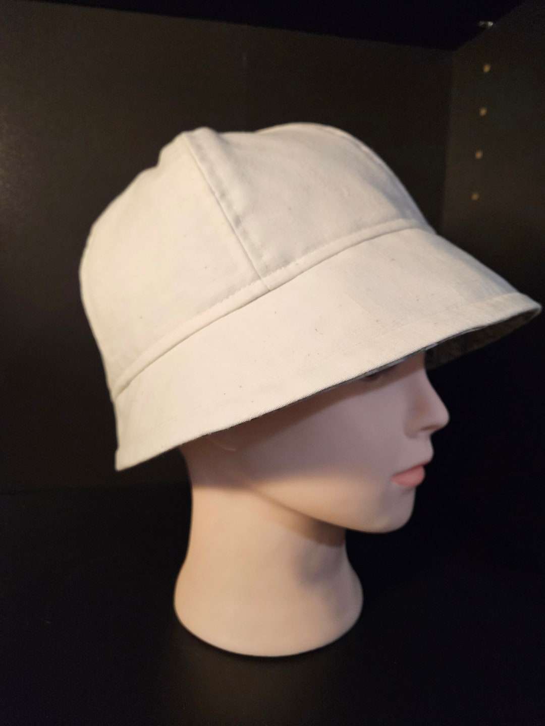 Linen Fashion Cloche With Cream Linen and Cream/green Batik Lining ...