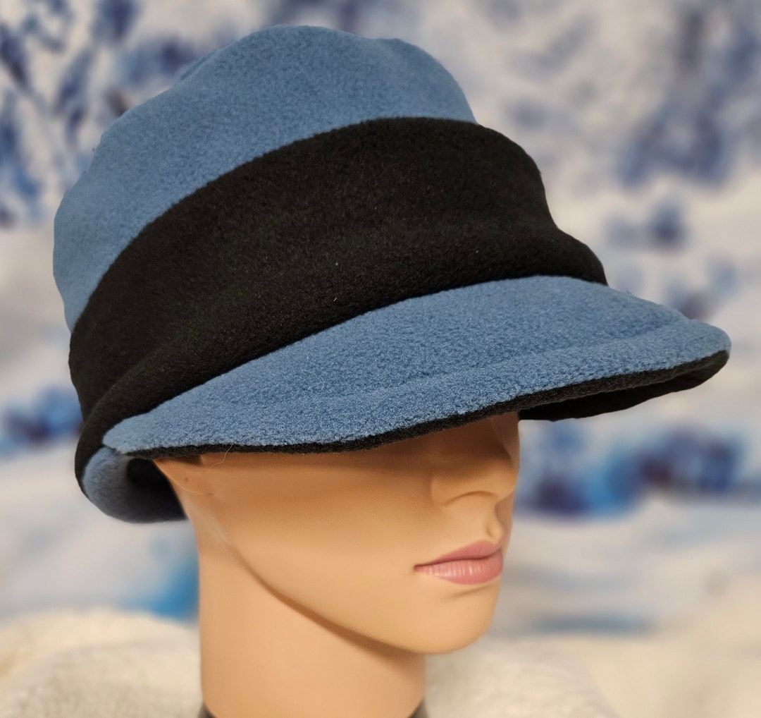 Blue With Black Band Fleece Winter Fashion Hat Medium - Etsy