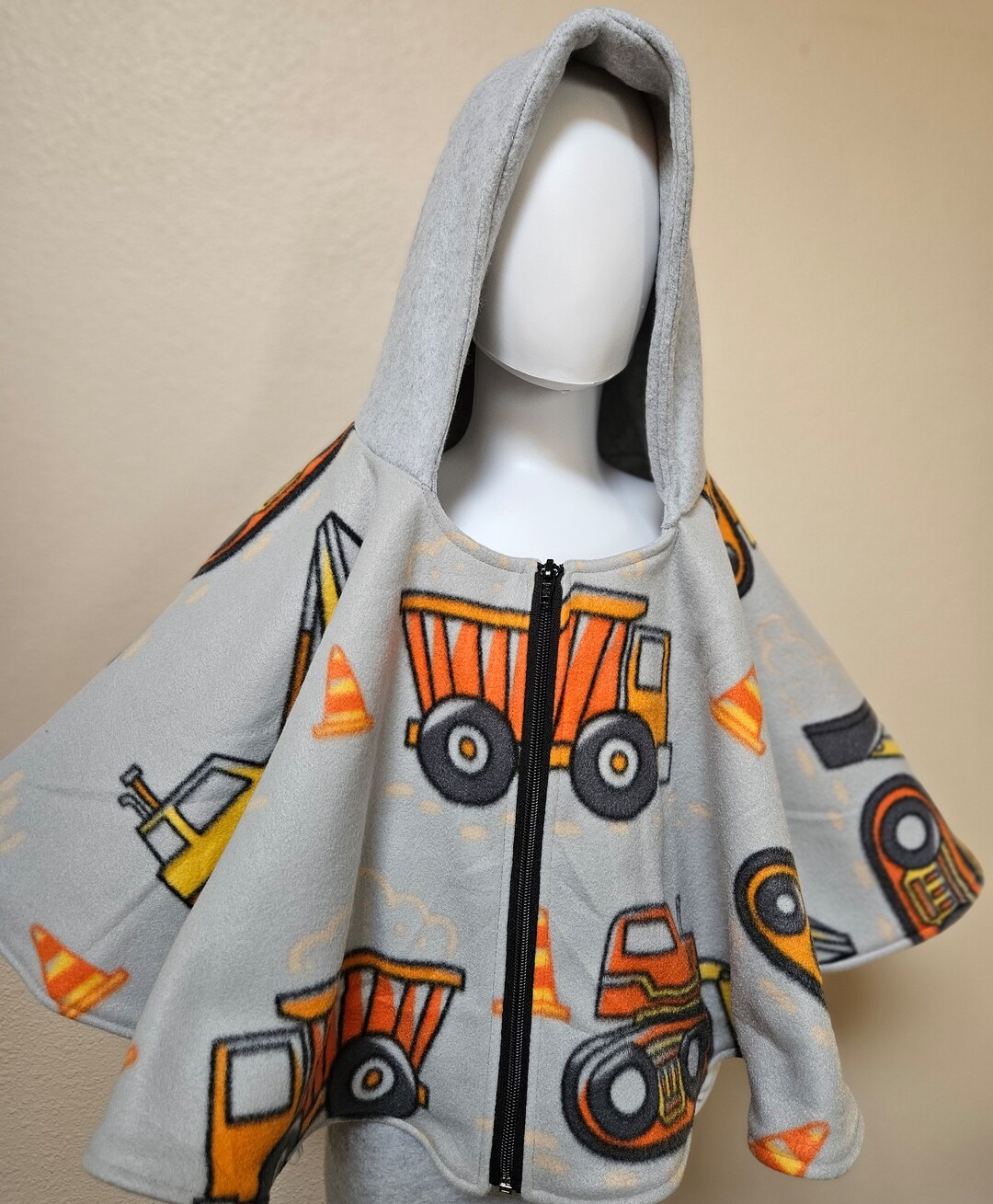 Work Trucks Print Poncho, Car Seat Poncho, Toddler Poncho; Zippered ...