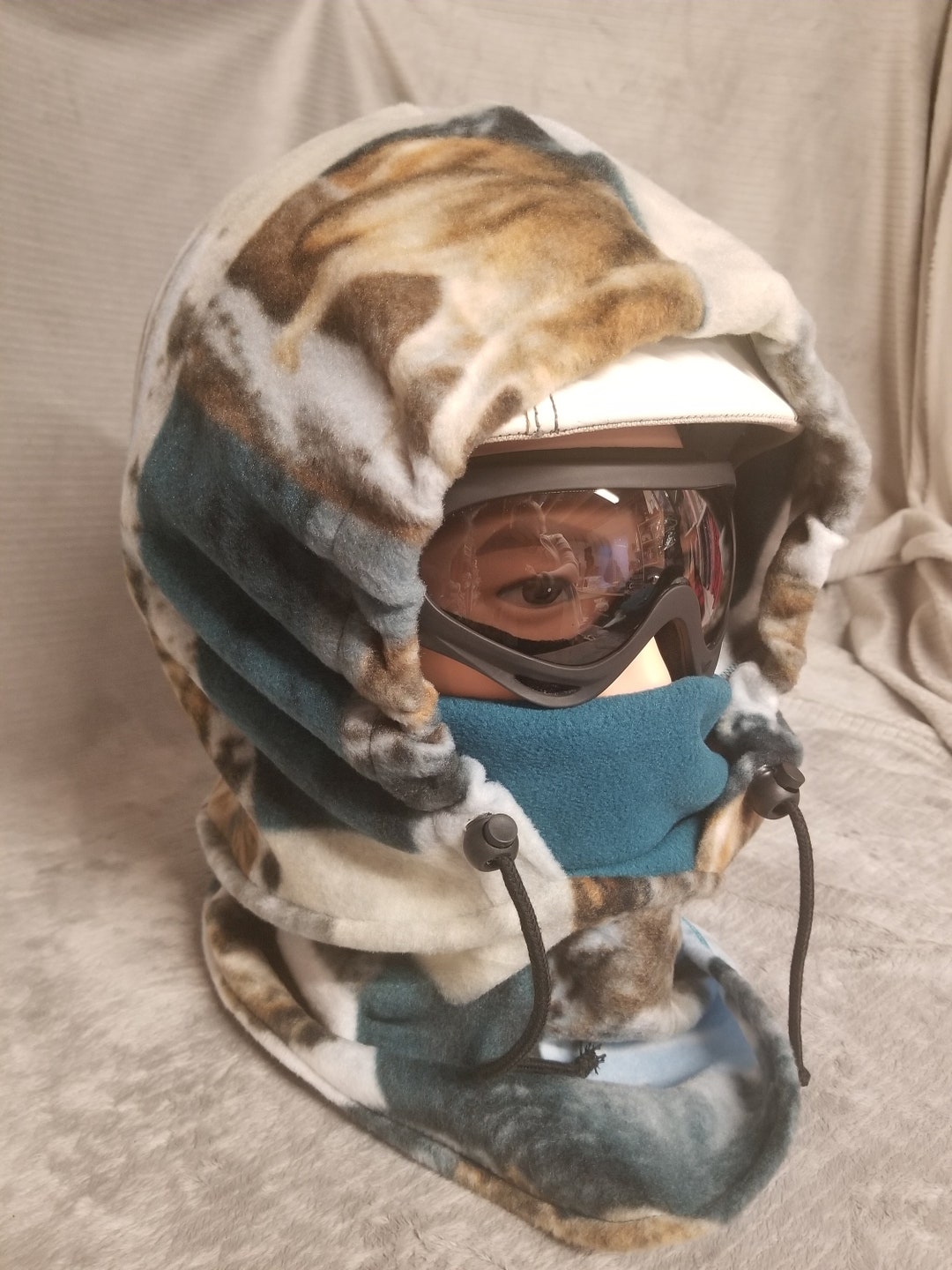 Wolf Colorblock Print Anti Pill Extra Large Fleece Ski Helmet Cover - Etsy