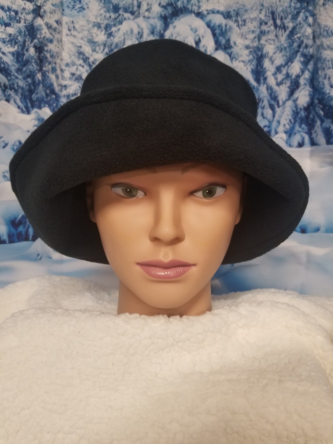 Black Anti Pill Fleece Winter Flapper Hat - Etsy