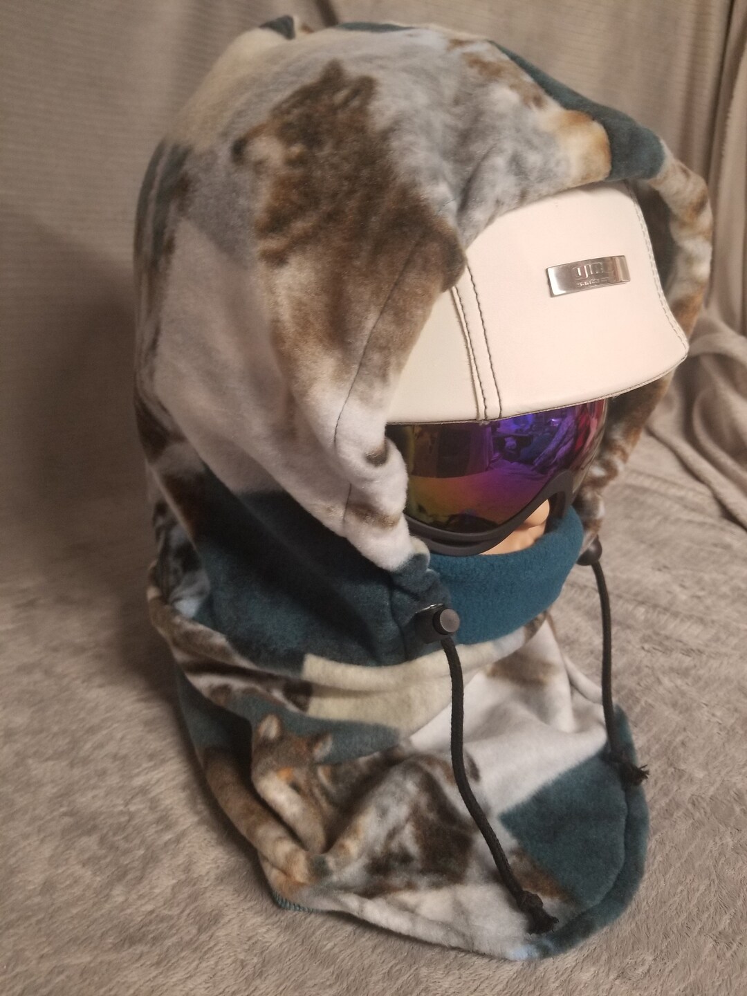 Wolf Colorblock Print Anti Pill Large Fleece Ski Helmet Cover - Etsy