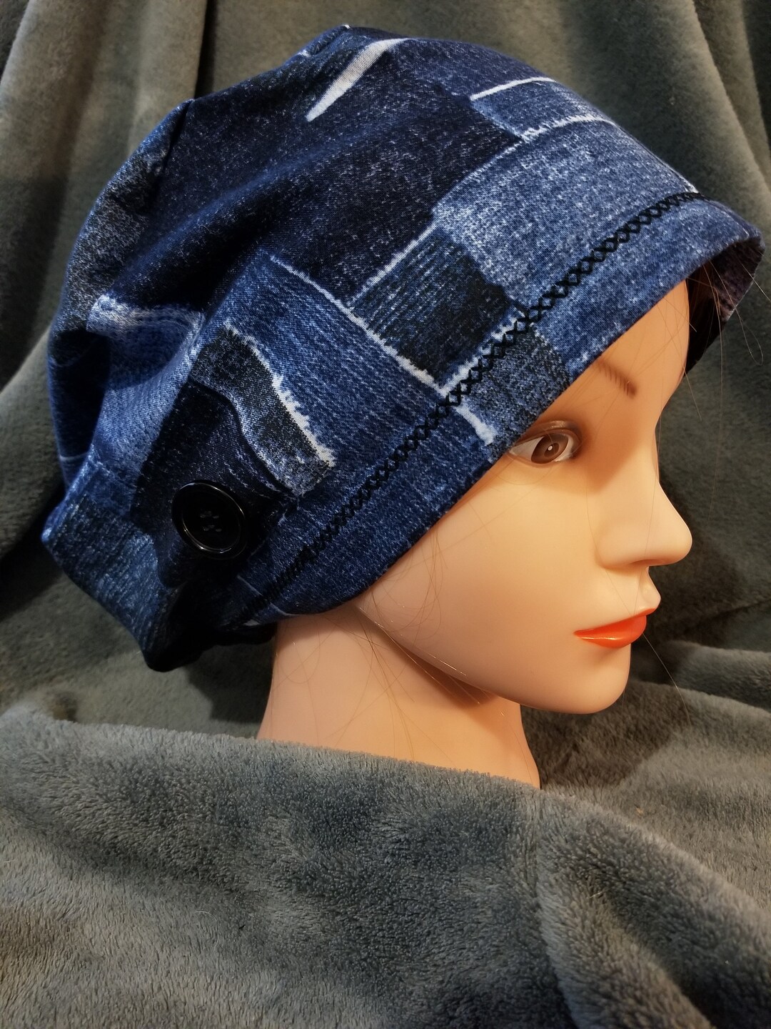 Pixie Style Scrub Cap Blue Denim Print, Euro Style Scrub Cap - Etsy