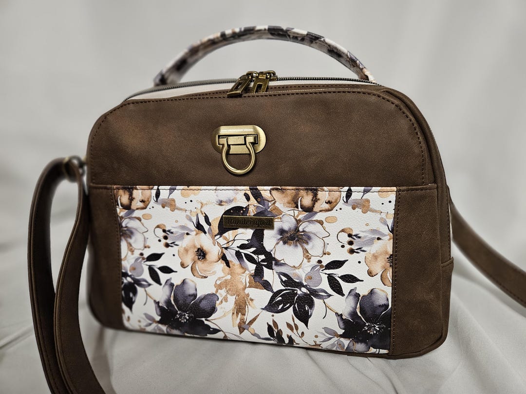 KIKI Crossbody Purse, Brown With Flowers Kiki Bag, Purse, Small ...