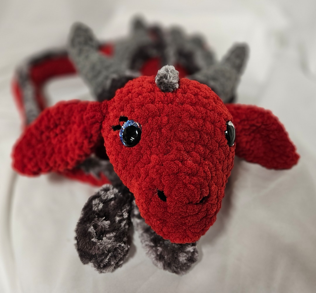Dragon Crochet Amigurumi; Red Dragon Crochet Plushie; Dragon Snuggle ...