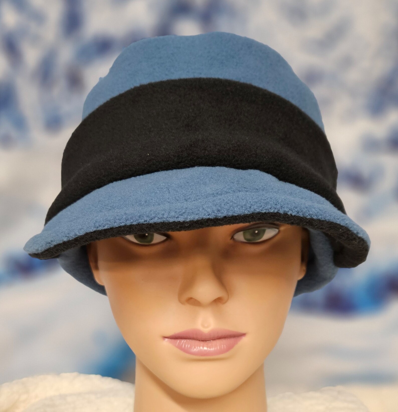 Blue With Black Band Fleece Winter Fashion Hat Medium - Etsy