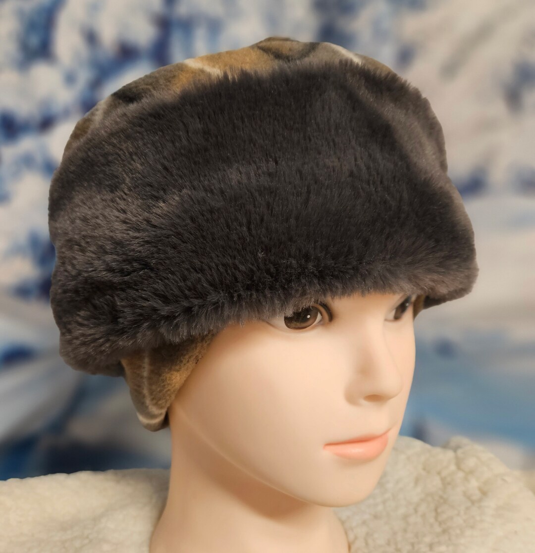 Gray Rabbit Faux Fur Pillbox Style Hat With Ear Flaps - Etsy