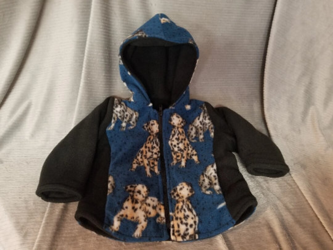 Dalmatians Print Hooded Jacket With Black Fleece Lining Size 2T, Hooded ...