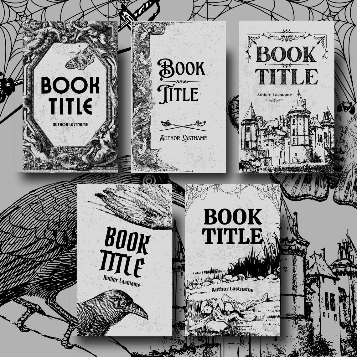 Canva Ebook Templates - 5 Gothic Fantasy Digital Book Covers | Digital ...