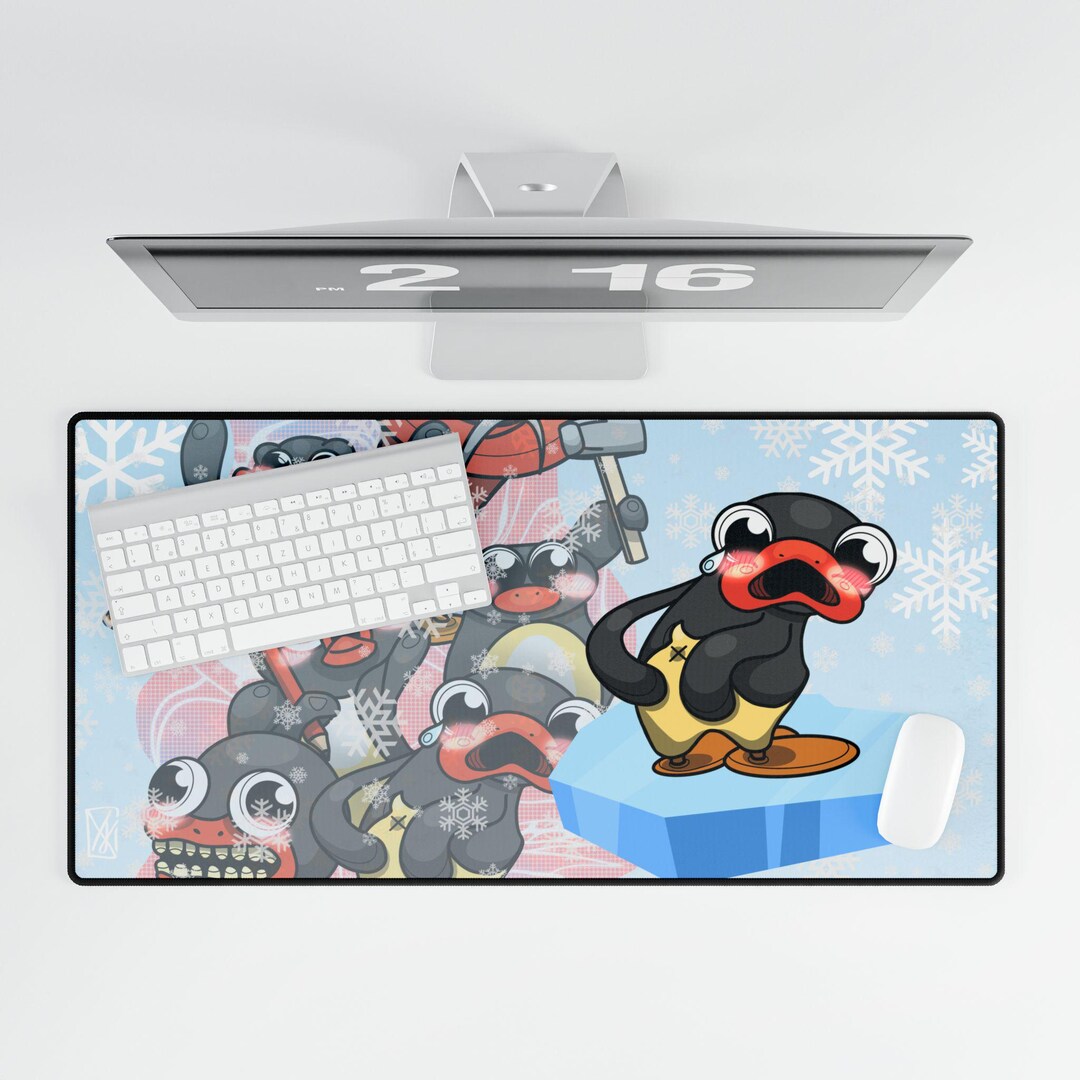 Goofy Penguin Desk Mat - Cute Gaming Mouse Pad, Large Gaming Desk Mat ...