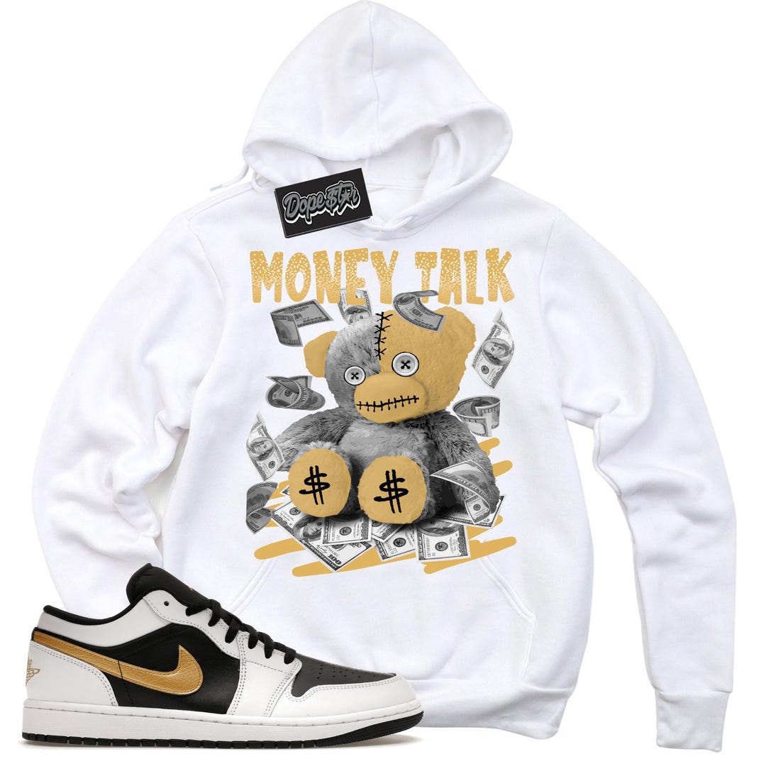 Gold Swoosh 1s Dopestar Hoodie Money Talk Bear Graphic - Etsy