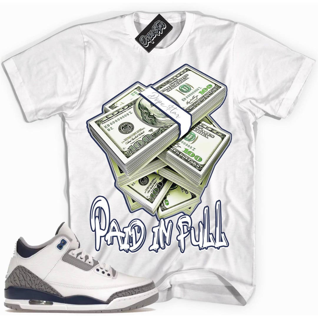 Wolf Grey Midnight Navy 1s Sneaker Shirt Paid in Full Graphic - Etsy