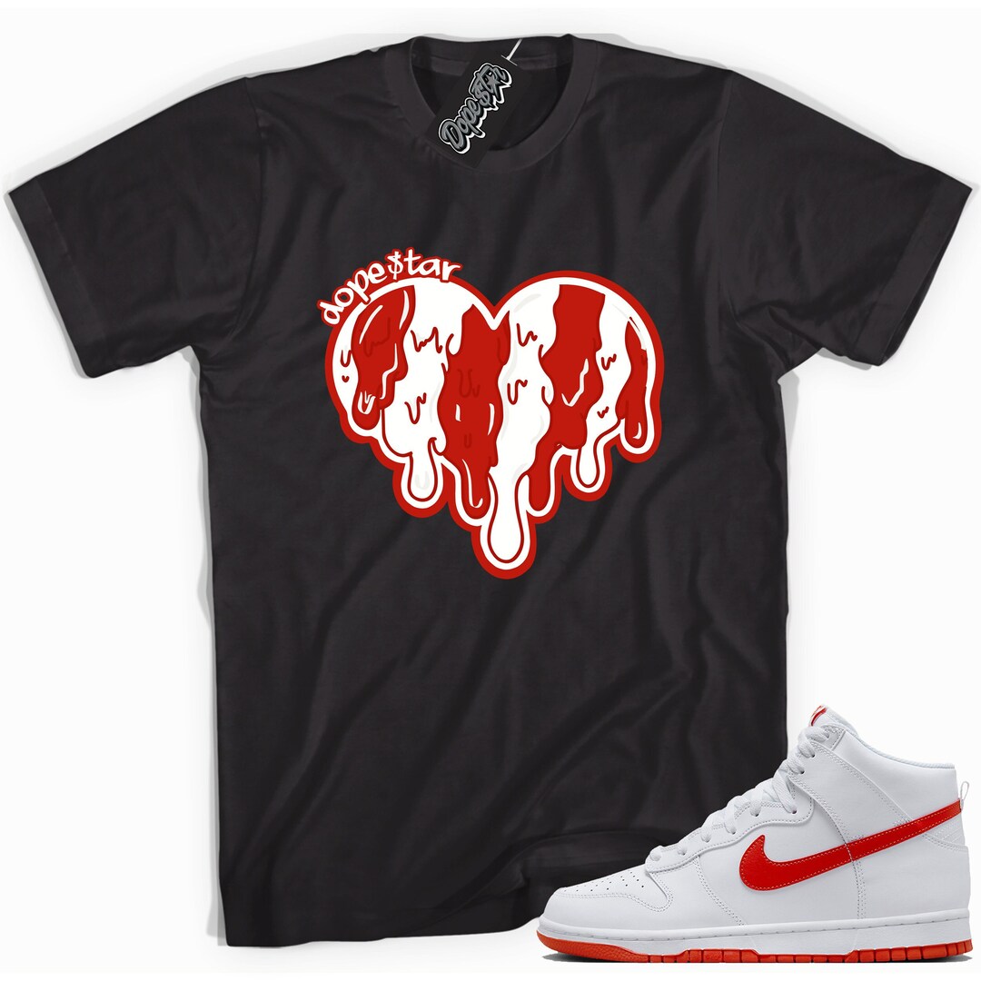 Melting Heart Sneaker Shirt Made to Match Dunks High White Picante Red ...
