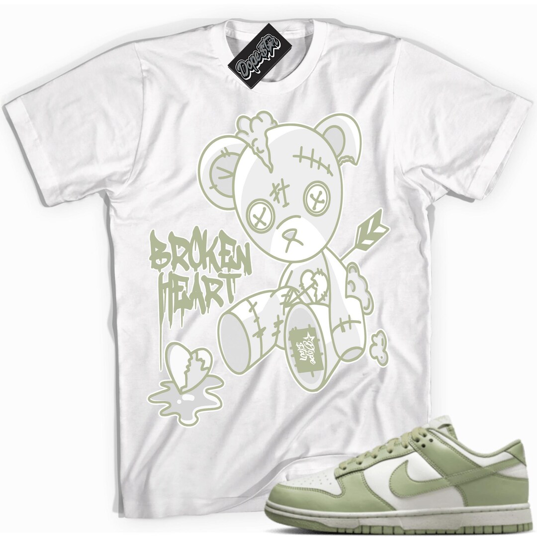 Next Nature Olive Aura Dunks Dopestar Shirt Broken Heart Bear Graphic ...
