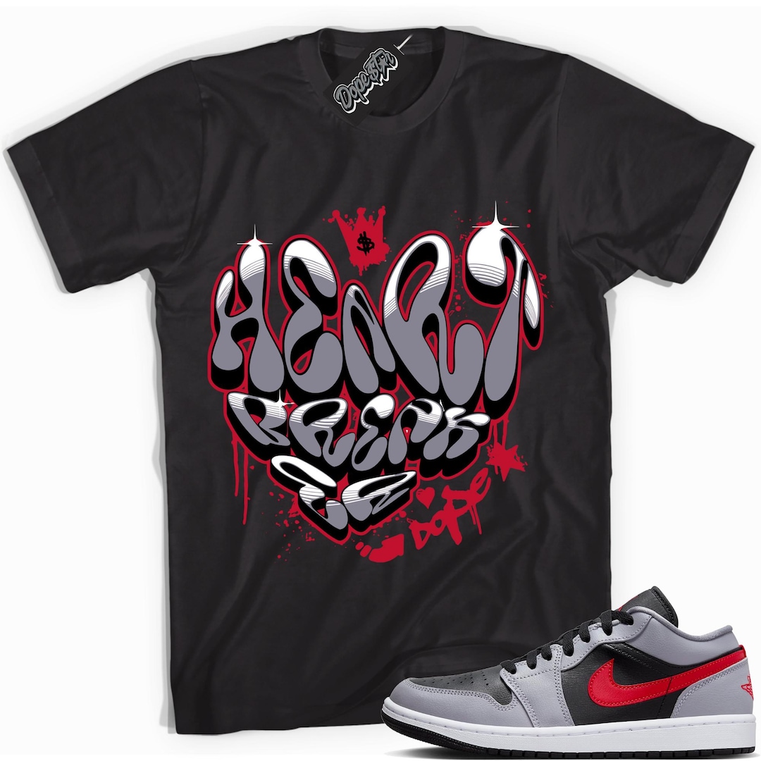 Cement Grey Fire Red 1s Dopestar Shirt Heartbreaker Graffiti Graphic - Etsy