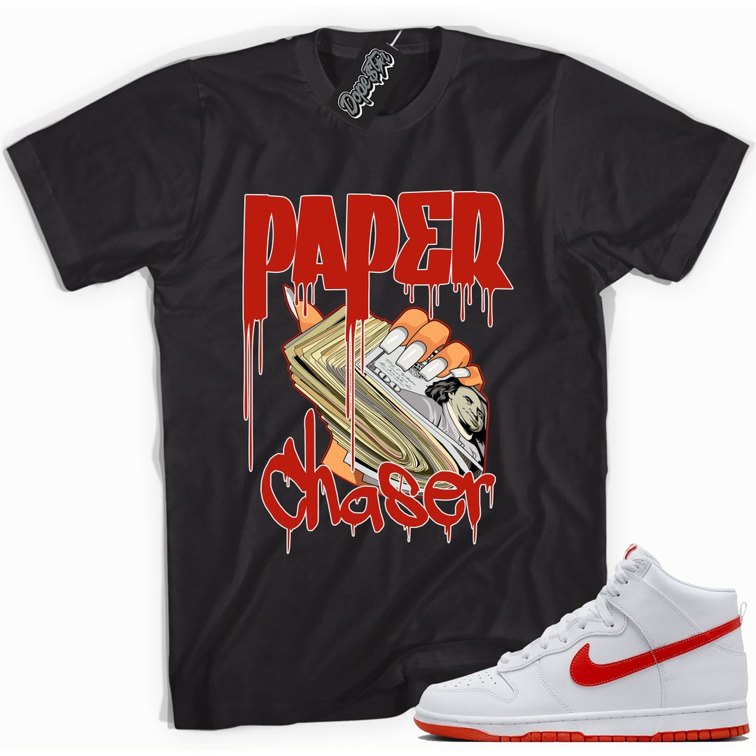 Paper Chaser Sneaker Shirt Made to Match Dunks High White Picante Red ...