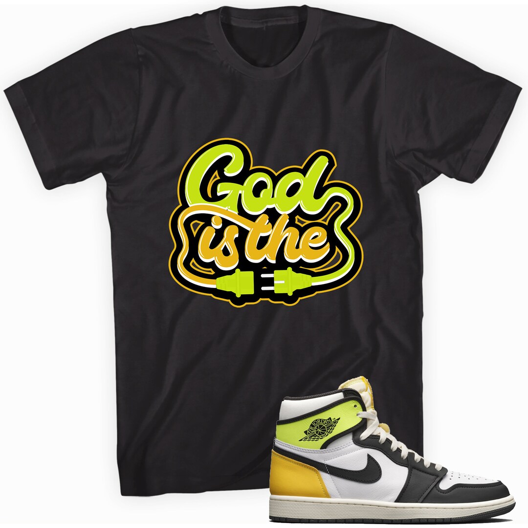 Dios es el enchufe hecho para combinar con Jordan 1 Retro Volt Gold ...
