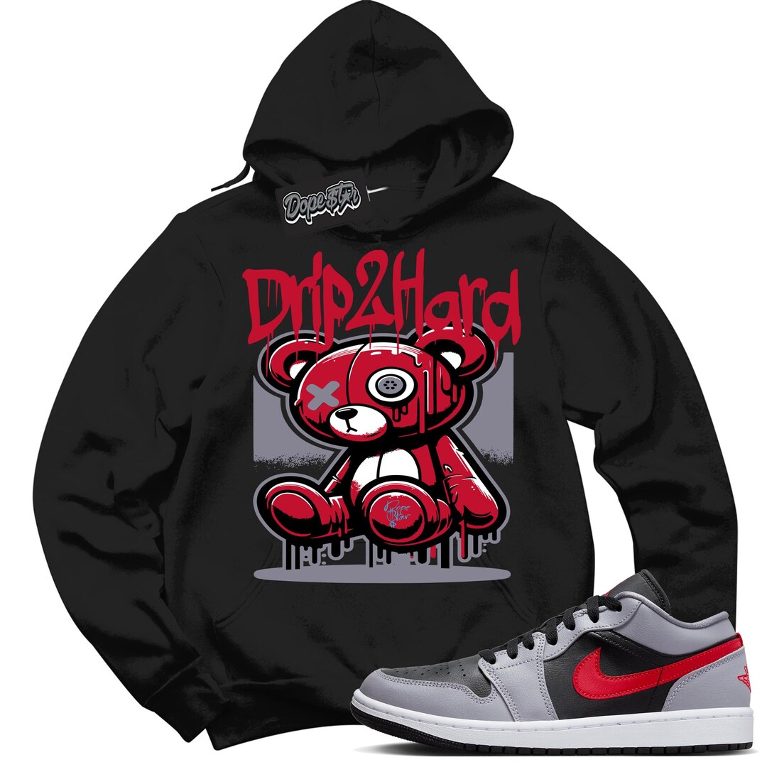 Cement Grey Fire Red 1s Dopestar Hoodie Drip 2 Hard Graphic - Etsy