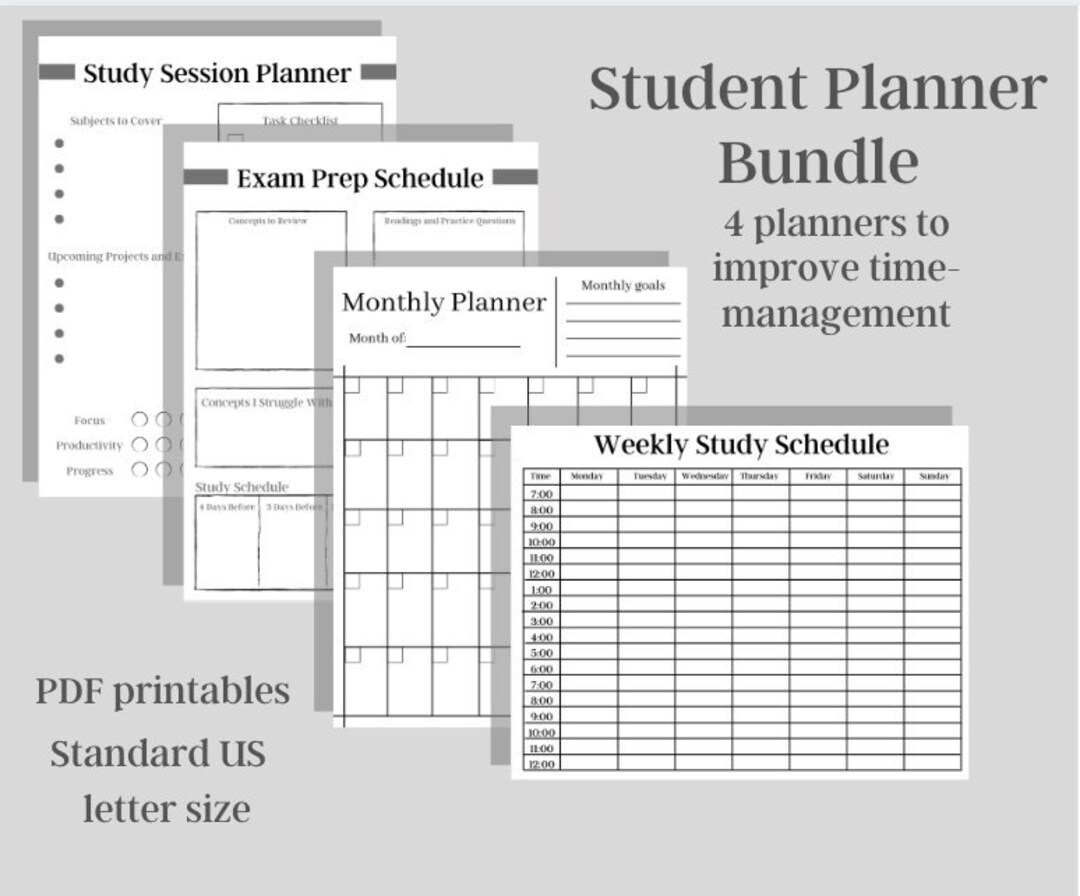 Student Planner Bundle Exam and Study Planners PDF - Etsy Canada