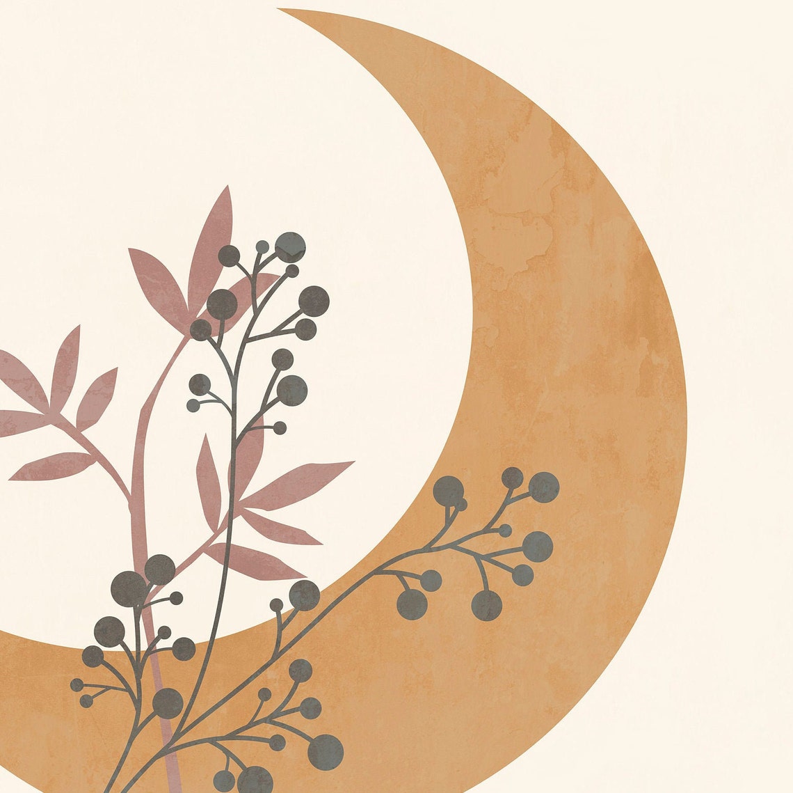 Boho abstract moon poster moon phase boho art print | Etsy