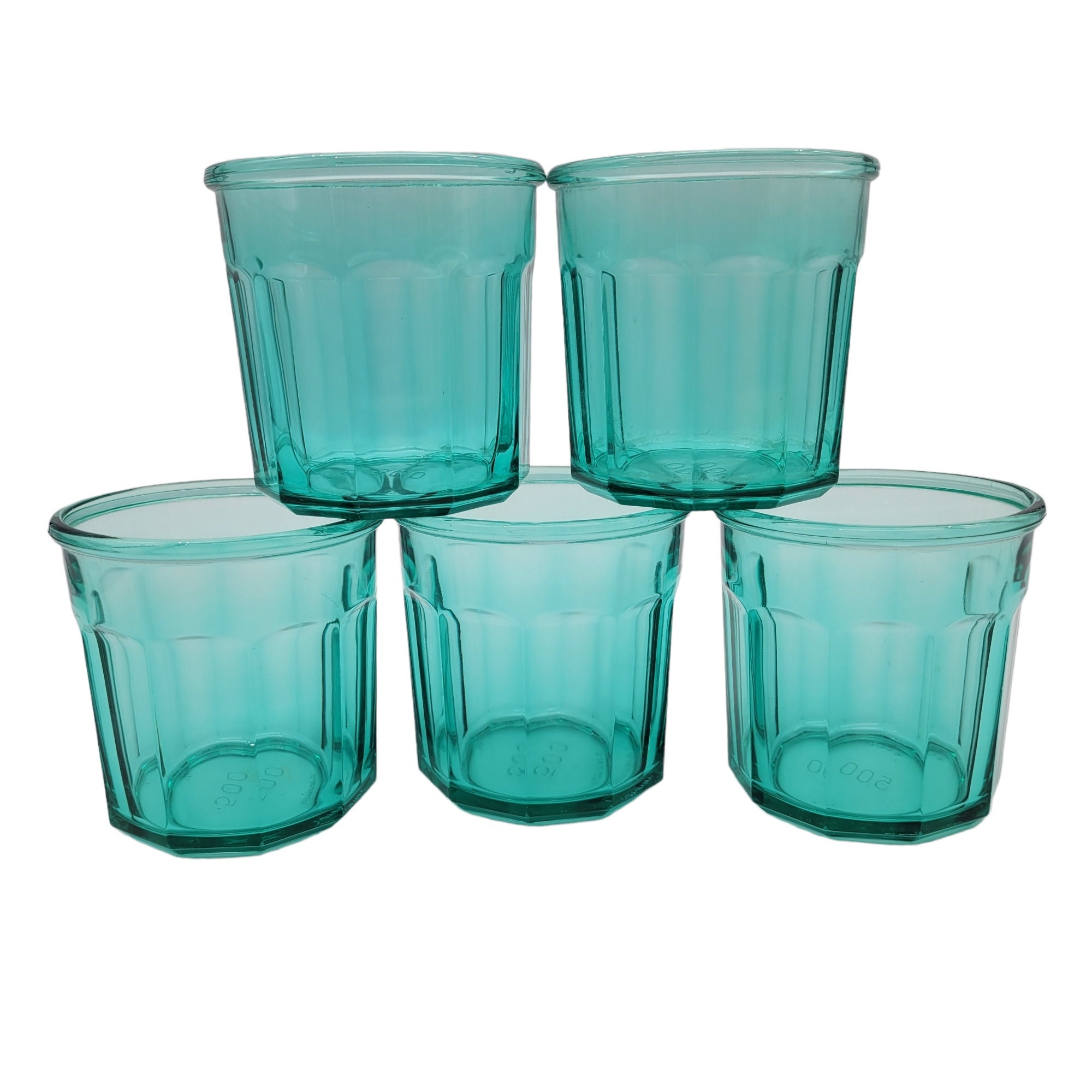 LUMINARC 10-panel Working Glass 500 Tumblers Aqua Teal Green - Etsy