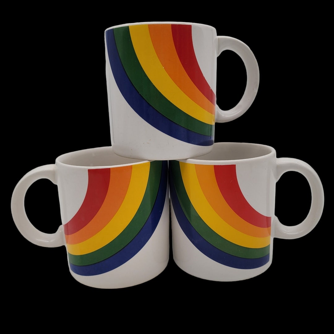 Vintage Rainbow Mug Ftd Lot Of 3 Korea Coffee Tea Cup 1984 Especially