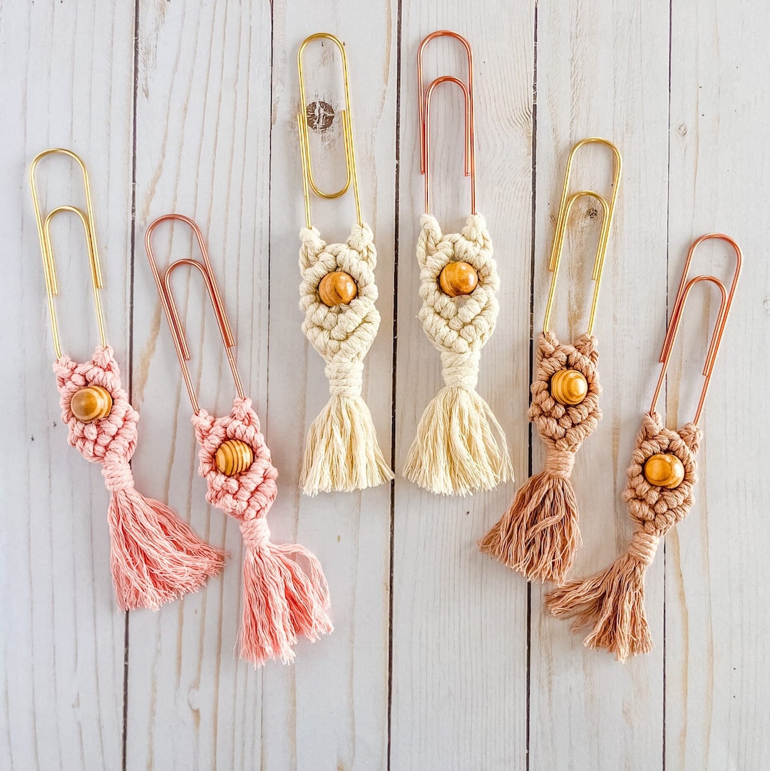 Macrame Jumbo Paperclip Bookmark Boho Bead Bookmark Boho Bookmark Retro ...