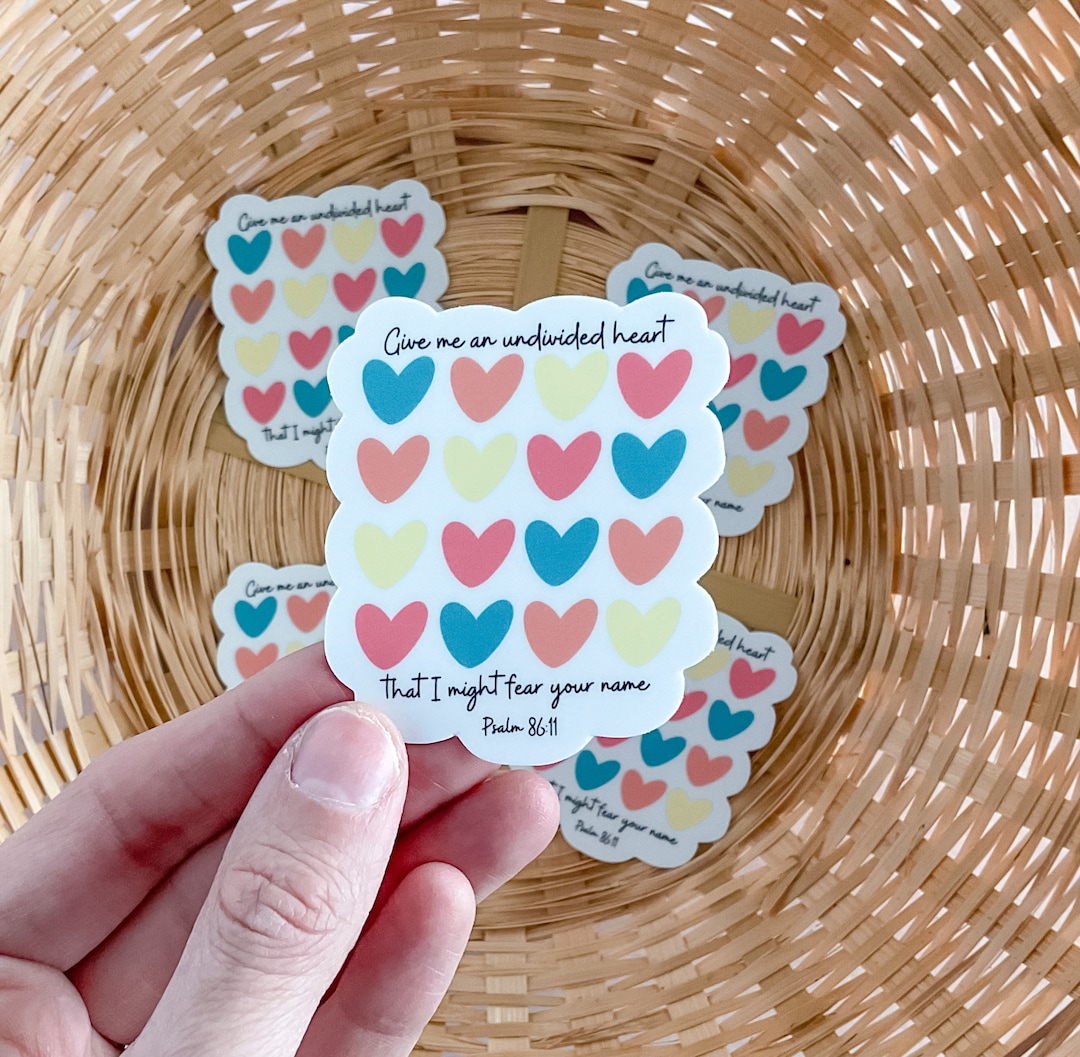 Give Me an Undivided Heart Sticker Scripture Sticker Faith Verse ...