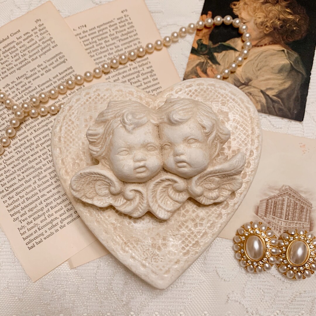 Vintage Angel Figure Heart Shape Jewelry Box - Etsy