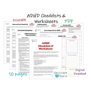 ADHD Checklists and Worksheets, ADHD Symptoms and Characteristics ...